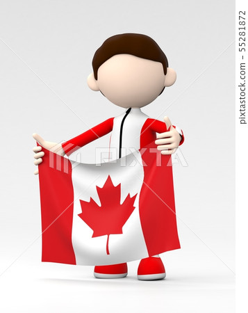 Canadian sportsman raising a national flag - Stock Illustration ...