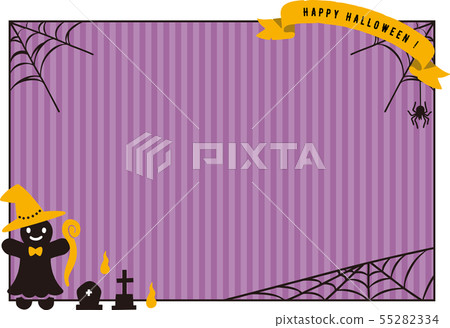 Halloween witch and cobweb frame material - Stock Illustration ...