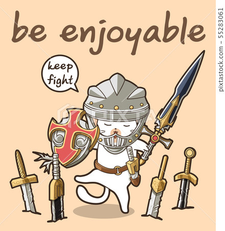 Kawaii knight cat character - Stock Illustration [55283061] - PIXTA