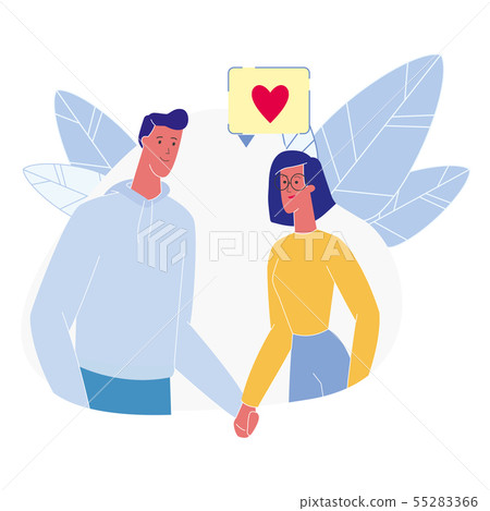 Young Couple in Love Flat Vector Illustration-插圖素材 [55283366] - PIXTA圖庫
