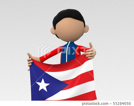 Puerto Rican athletes raising a national flag - Stock Illustration ...