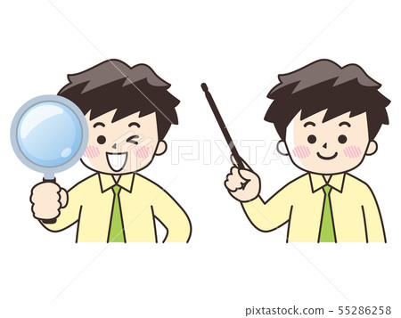 Magnifying glass and pointer stick - Stock Illustration [55286258] - PIXTA
