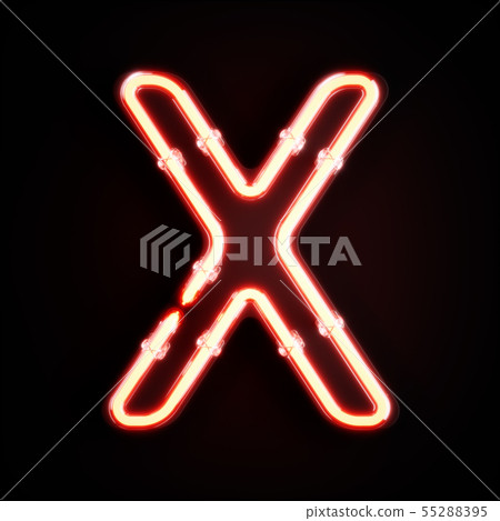 Neon light alphabet character X font - Stock Illustration [55288395 ...