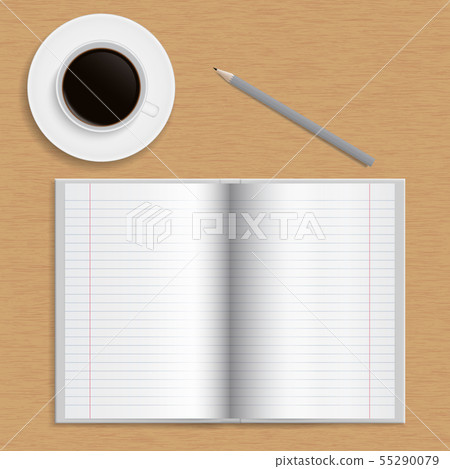 Realistic open school notebook with lined paper, - Stock Illustration ...