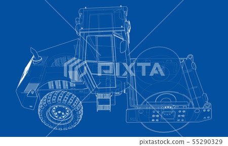 Construction machine. Asphalt compactor vector-插圖素材 [55290329] - PIXTA圖庫