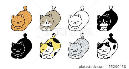 cat vector kitten calico icon logo symbol breed - Stock Illustration ...