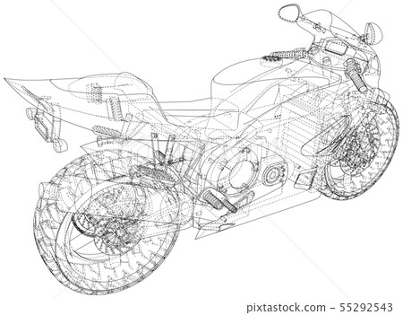 Sport Motorbike technical wire-frame. Vector... - Stock Illustration ...
