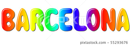 Barcelona european city. Lettering design. Hand - Stock Illustration ...