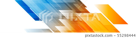 Vibrant blue orange abstract tech geometric banner - Stock Illustration ...