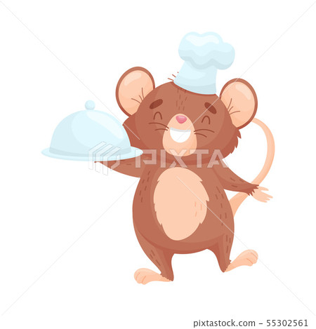 Mouse cartoon cook. Vector illustration on... - Stock Illustration ...