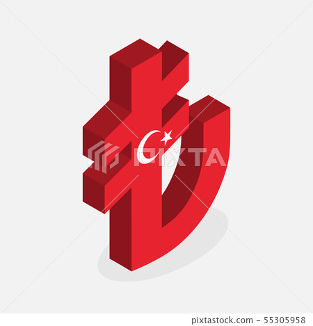 Turkish Lira Currency Symbol with Flag of Turkey - Stock Illustration ...