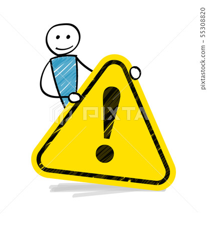 Caution sign and person exclamation mark - Stock Illustration [55308820 ...