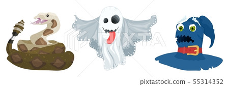 spooky snake hat characters in cartoon halloween - Stock Illustration ...
