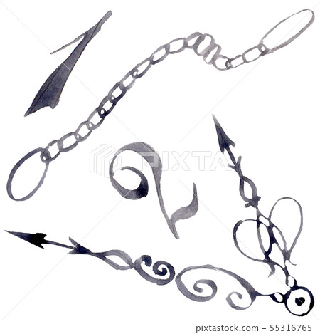 Vintage old clock arrows. Watercolor background... - Stock Illustration ...