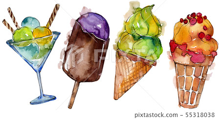 Tasty ice cream in a watercolor style.... - Stock Illustration ...