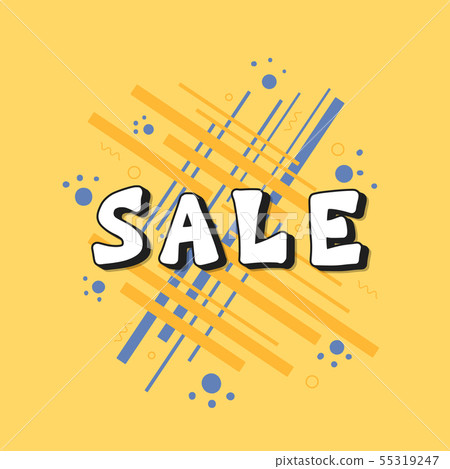 Sale text for promo with decor. Vector lettering. - Stock Illustration ...