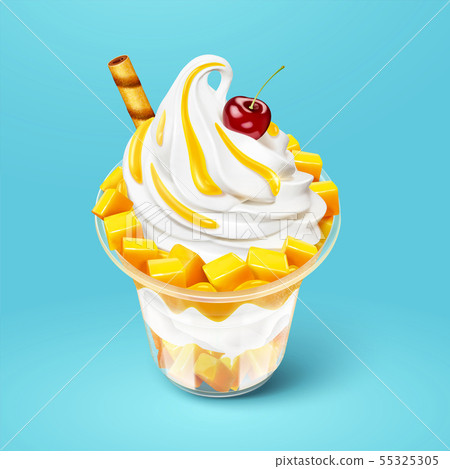 Delicious mango sundae - Stock Illustration [55325305] - PIXTA