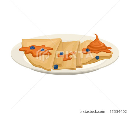 Pancakes are folded in the shape of a triangle... - Stock Illustration ...