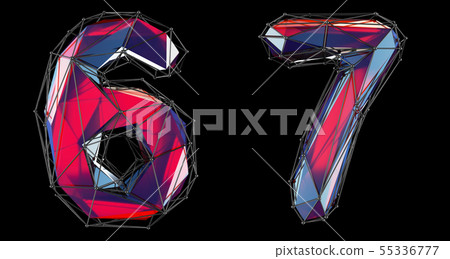 Number set 6, 7 made of red color glass. - Stock Illustration [55336777 ...