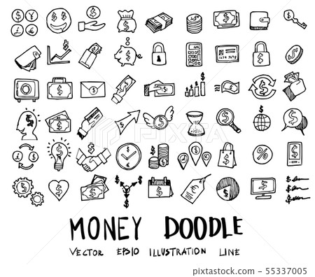 Money doodles sketch vector ink. - Stock Illustration [55337005] - PIXTA