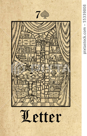 Letter. Lenormand tarot oracle card. - Stock Illustration [55339808 ...