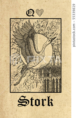 Stork. Lenormand tarot oracle card. - Stock Illustration [55339819] - PIXTA