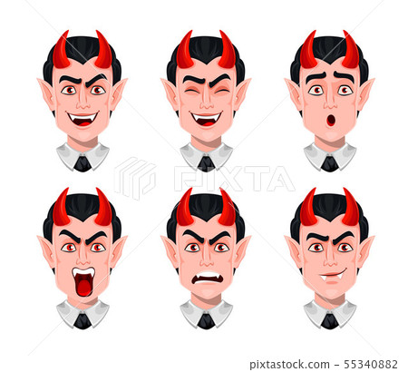 Devil emotions. Various facial expressions - Stock Illustration ...