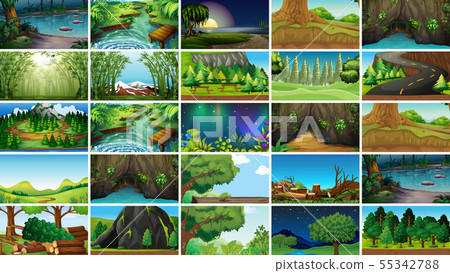 Empty, blank landscape nature scenes - Stock Illustration [55342788 ...