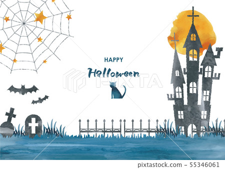 Watercolor style halloween background frame - Stock Illustration ...