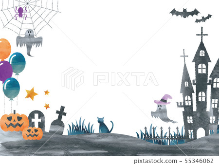 Watercolor style halloween background frame - Stock Illustration ...