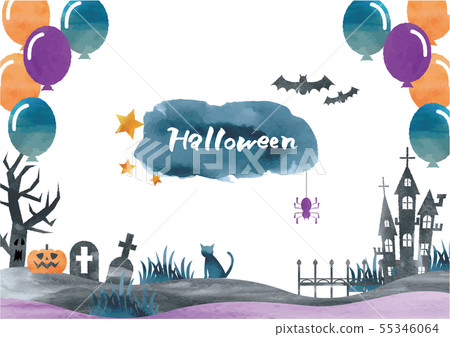 Watercolor style halloween background frame - Stock Illustration ...