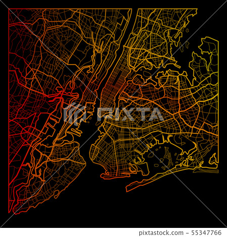 New York City color map - Stock Illustration [55347766] - PIXTA