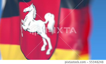 Flying flag of Lower Saxony, a state of... - Stock Illustration ...