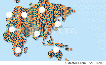 Colorful europe and asia pixel map template - Stock Illustration ...