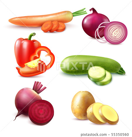 Vegetable Realistic Pieces Set - Stock Illustration [55350560] - PIXTA