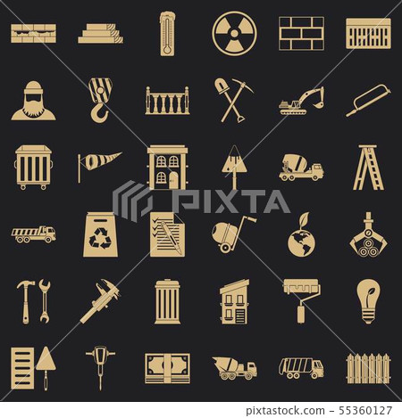Building work icons set, simple style - Stock Illustration [55360127 ...