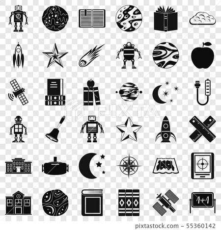 Astronomy science icons set, simple style - Stock Illustration ...
