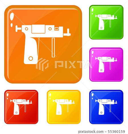 Piercing gun icons set vector color - Stock Illustration [55360159] - PIXTA
