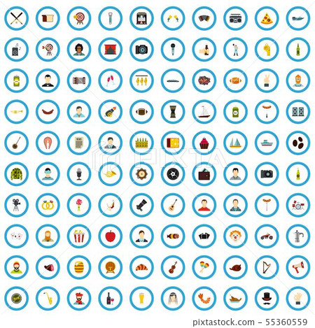 100 stag icons set, flat style - Stock Illustration [55360559] - PIXTA