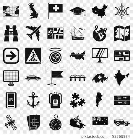 Mark cartography icons set, simple style - Stock Illustration [55360584 ...