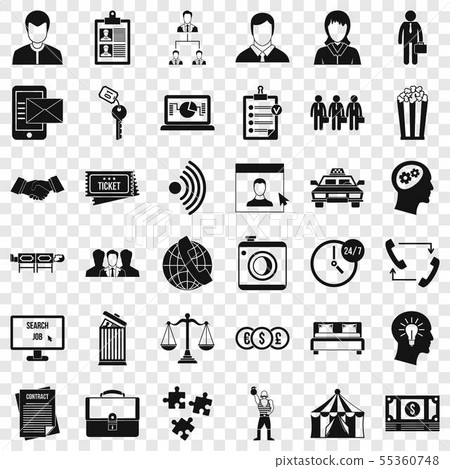 Coherence in work icons set, simple style - Stock Illustration ...