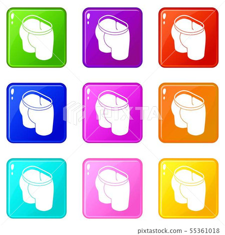 Sport short icons set 9 color collection - Stock Illustration [55361018 ...