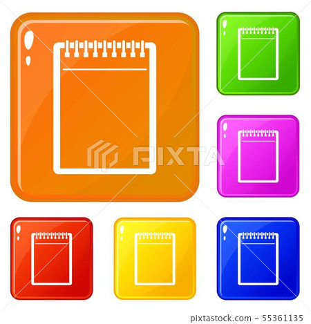 Blank spiral notepad icons set vector color - Stock Illustration ...