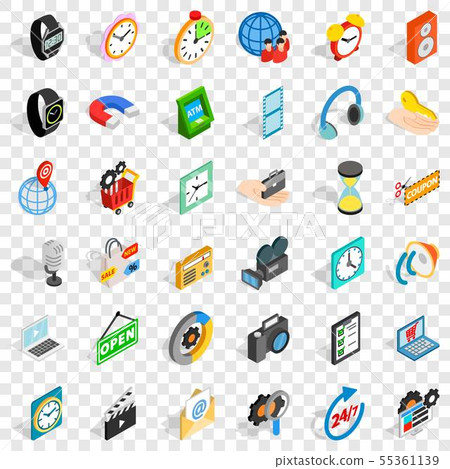 Working device icons set, isometric style - Stock Illustration ...