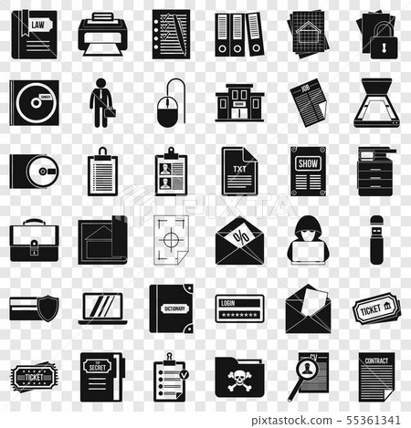 Working document icons set, simple style - Stock Illustration [55361341 ...