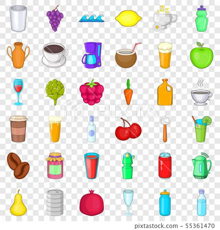 Fruit drink icons set, cartoon style - Stock Illustration [55361470 ...