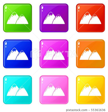 Mountain icons set 9 color collection - Stock Illustration [55361636 ...