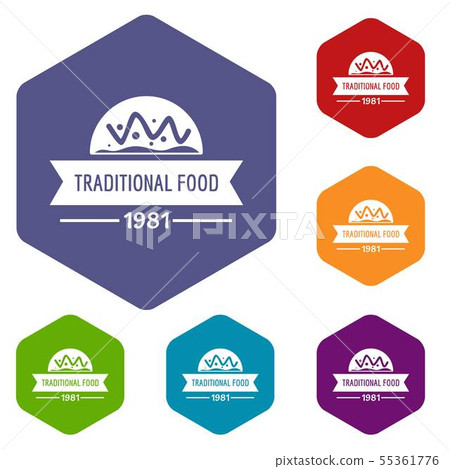 Traditional food icons vector hexahedron - Stock Illustration [55361776 ...