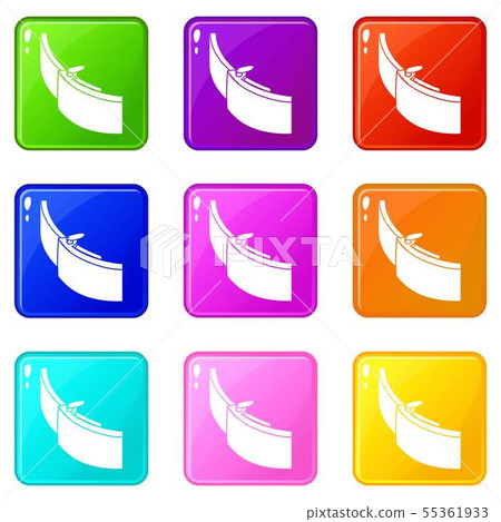 Gold belt buckle icons set 9 color collection - Stock Illustration ...
