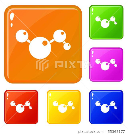 Chemical and physical molecules icons set... - Stock Illustration ...